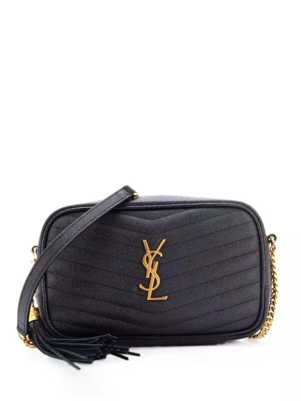 Saint Laurent Lou Camera Bag Matelasse Chevron Leather Mini Crossbody Bag - Black