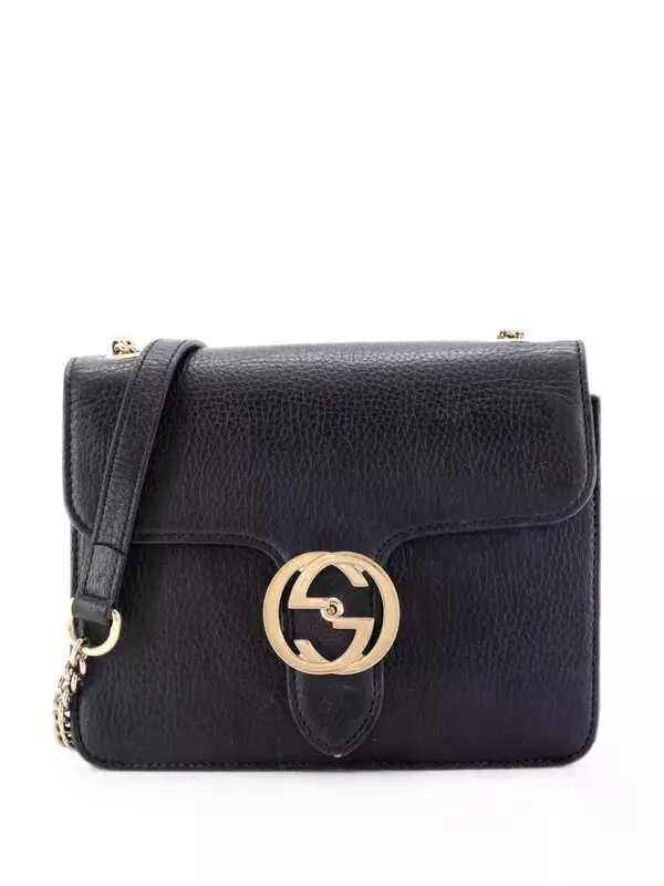 Gucci Interlocking Leather Shoulder Bag - Black