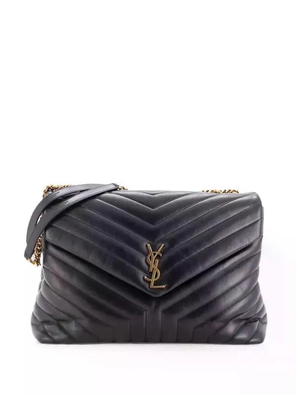 Saint Laurent Loulou Matelassé Chevron Leather Shoulder Bag - Black
