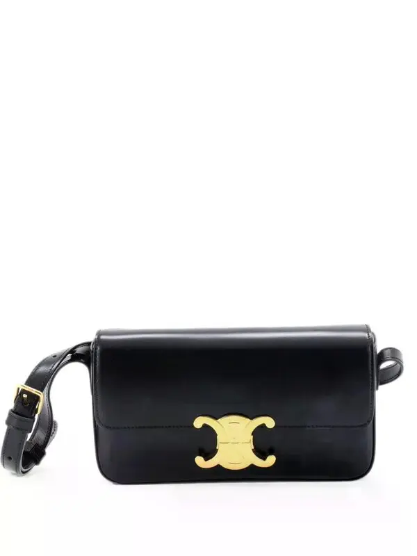 Celine Triomphe East-west Smooth Calfskin Shoulder Bag - Black