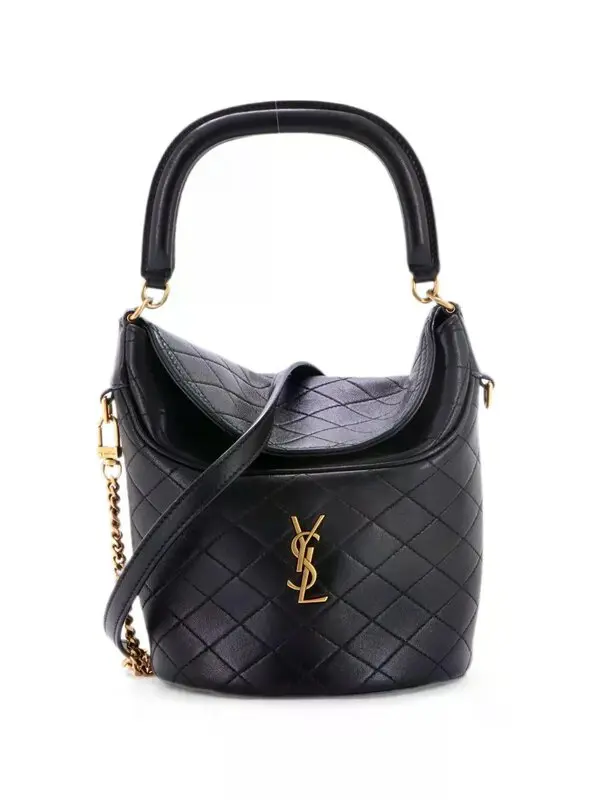 Saint Laurent Gaby Chain Quilted Leather Mini Bucket Bag - Black