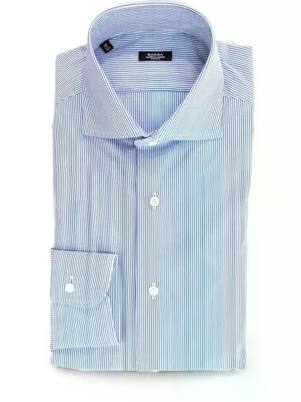 BARBA NAPOLI Vertical-stripe Spread-collar Shirt