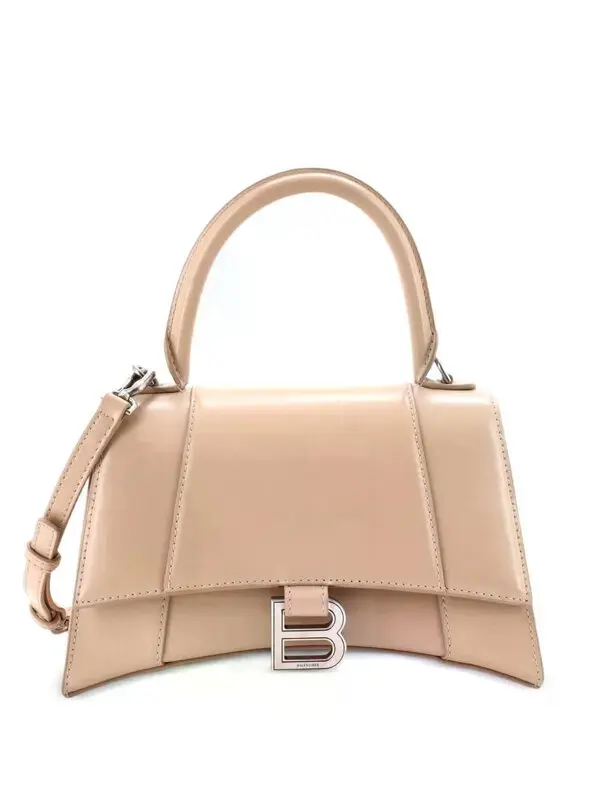 Balenciaga Hourglass Top Handle Bag Leather Small Satchel - Neutrals