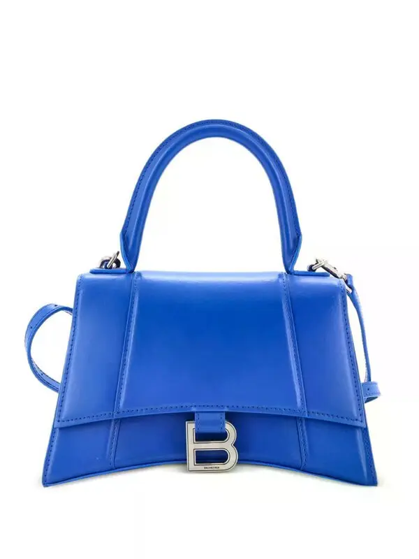 Balenciaga Hourglass Top Handle Bag Leather Small Satchel - Blue