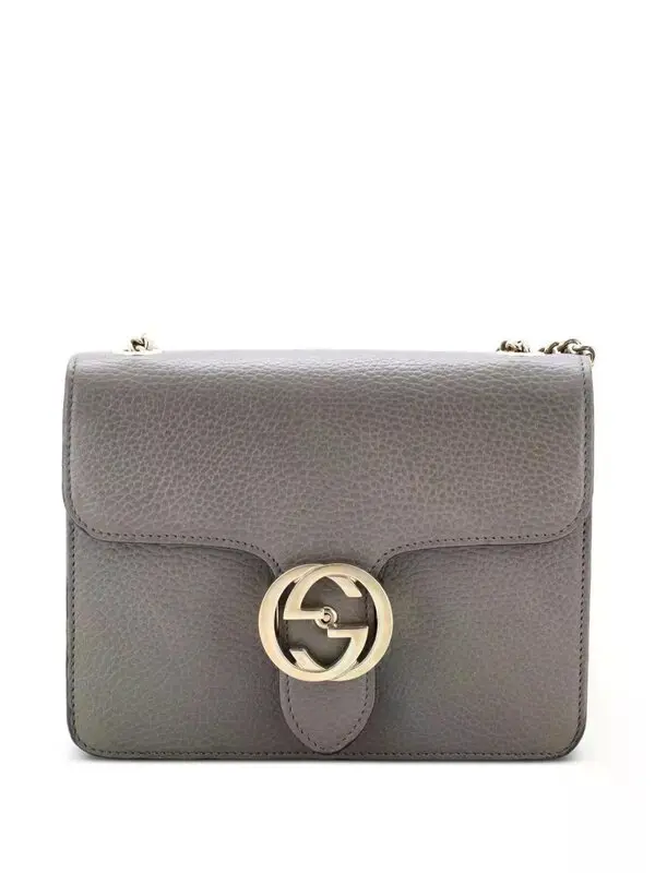 Gucci Interlocking Leather Small Shoulder Bag - Grey