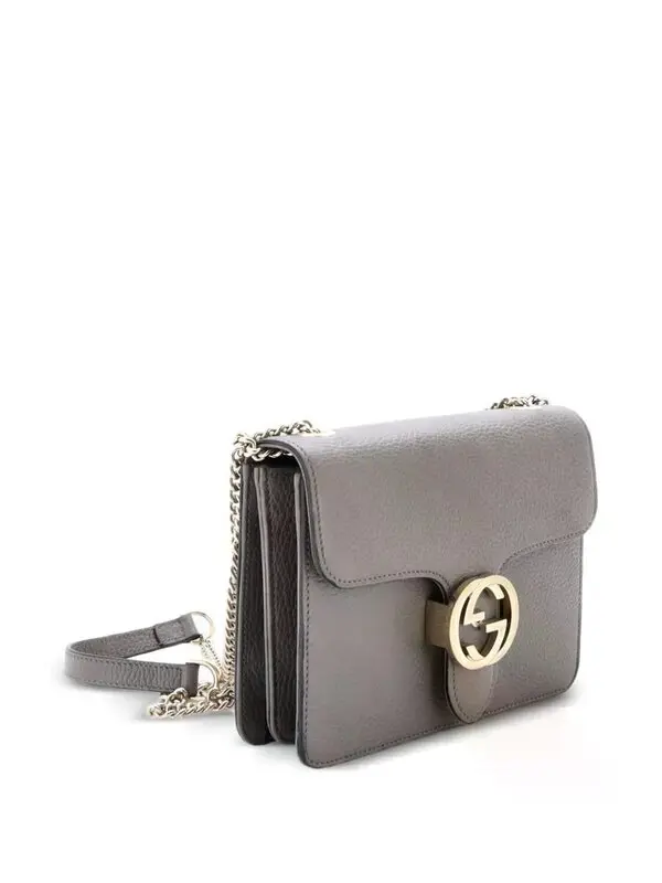 Gucci Interlocking Leather Small Shoulder Bag - Grey