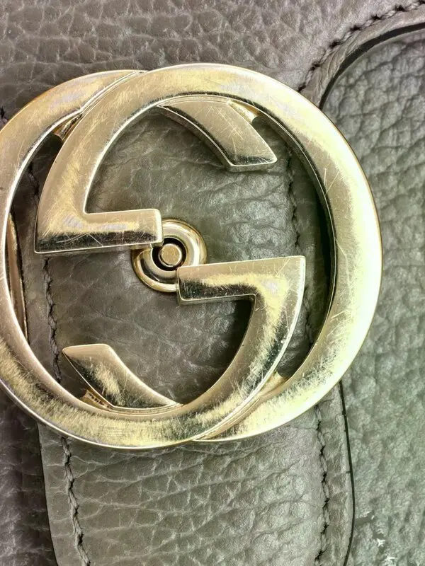 Gucci Interlocking Leather Small Shoulder Bag - Grey