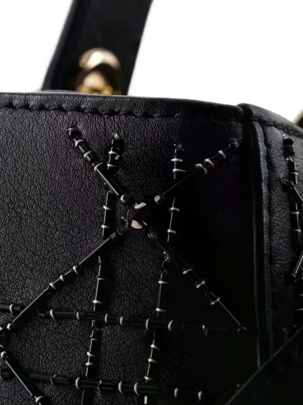 Dior Lady Beaded Cannage Quilt Leather Satchel