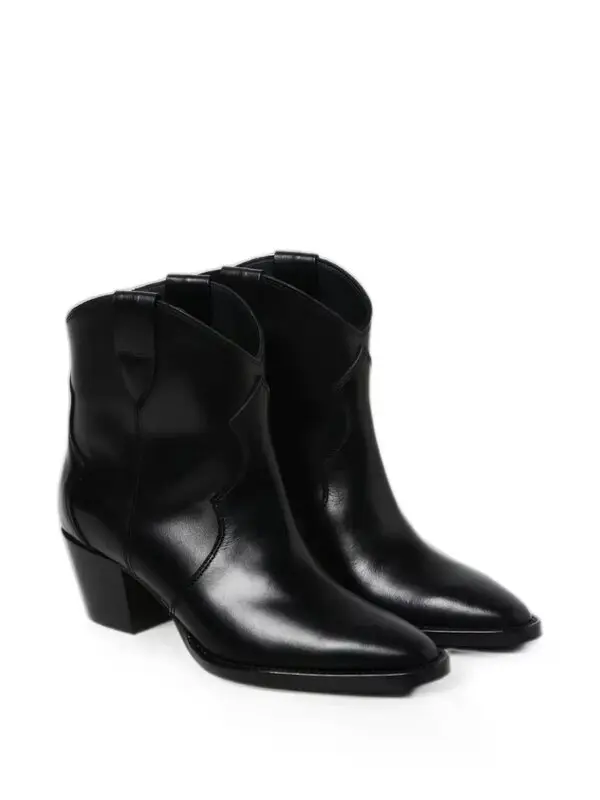 ANNA F. Panelled Leather Ankle Boots - Black