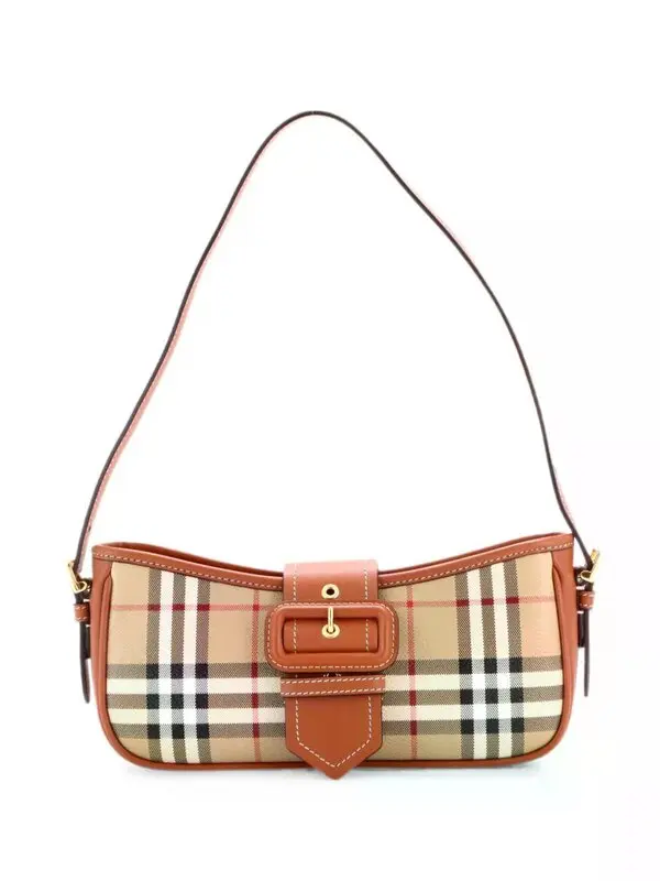 Burberry Buckle Sling Vintage Check Coated Canvas Shoulder Bag - Brown