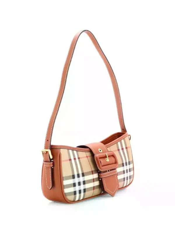 Burberry Vintage Check Coated Canvas Shoulder Bag With Buckle