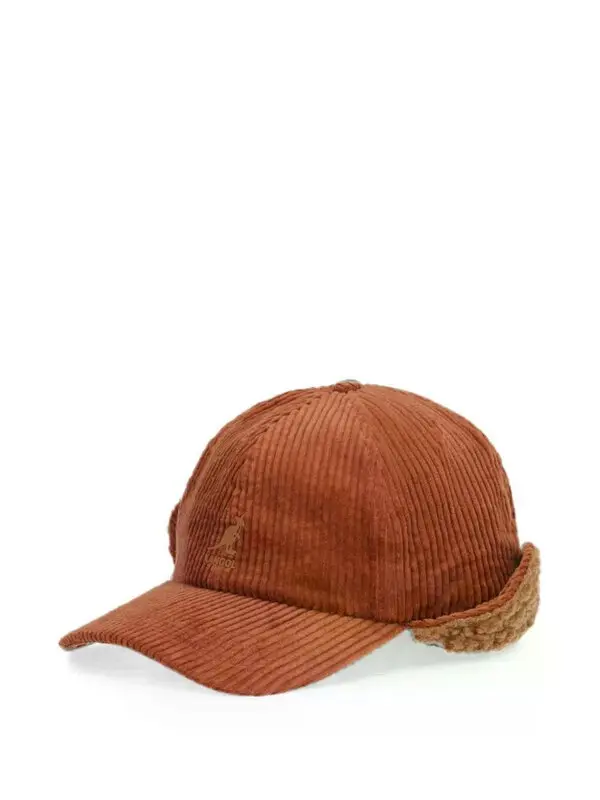 KANGOL Cozy Cord Earflap Baseball Cap - Brown