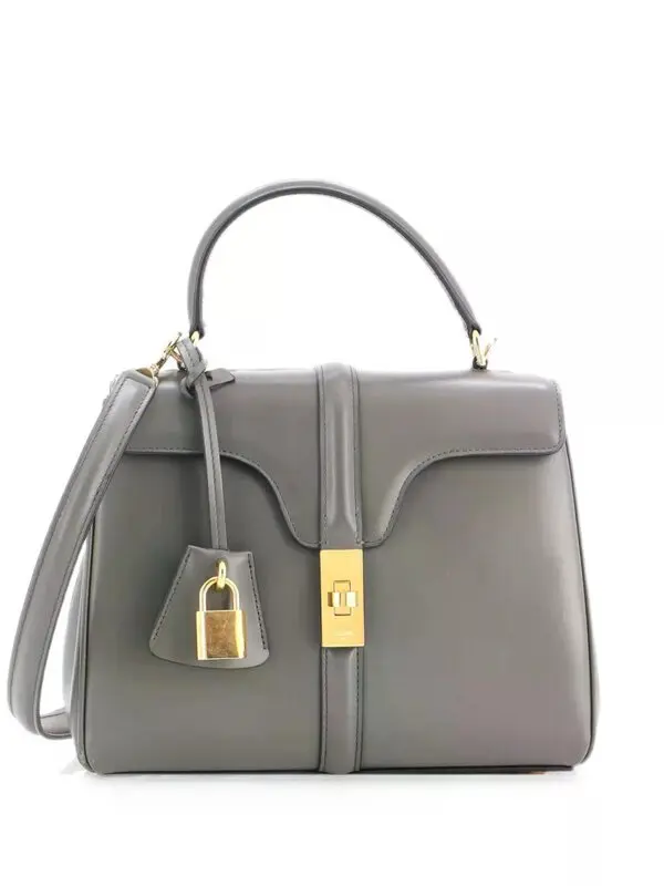 Celine 16 Top Handle Bag In Smooth Calfskin - Grey