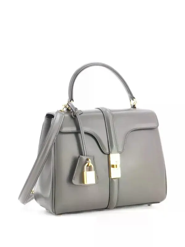 Celine 16 Top Handle Bag In Smooth Calfskin - Grey