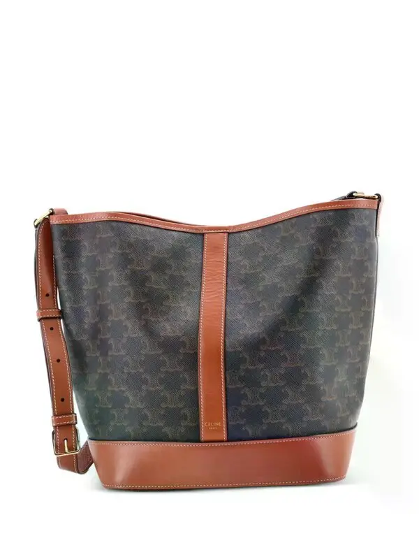 Celine Triomphe Coated Canvas Medium Bucket Bag - Brown
