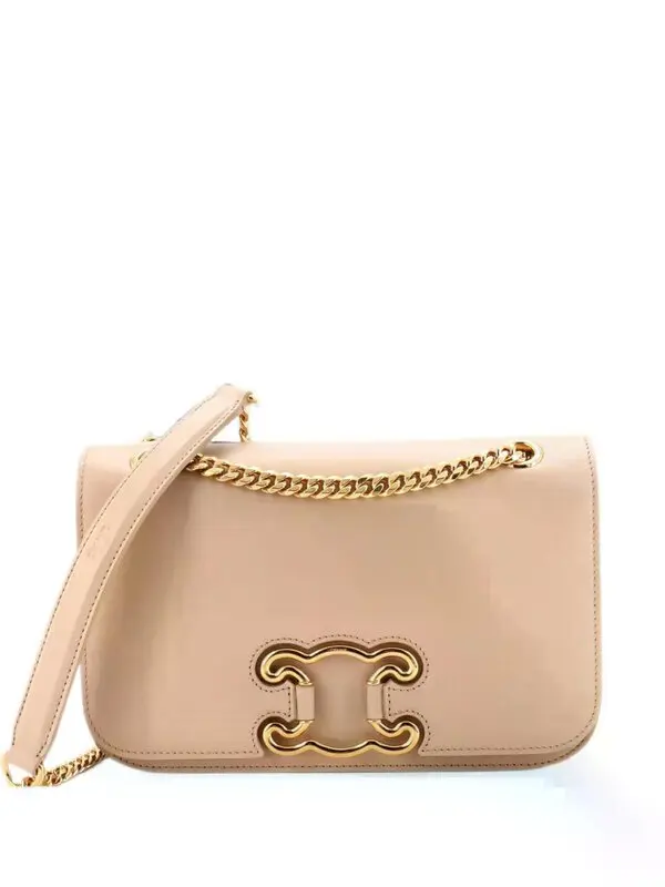 Celine Triomphe Frame Chain Shoulder Bag Leather Medium Crossbody Bag - Neutrals