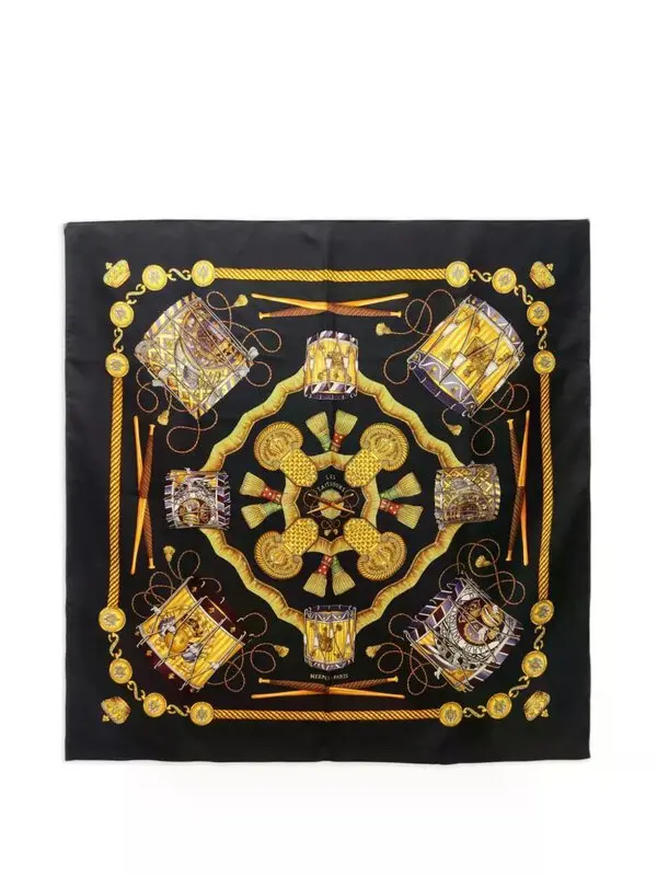 Hermès 2000s Les Tambours Scarf - Black