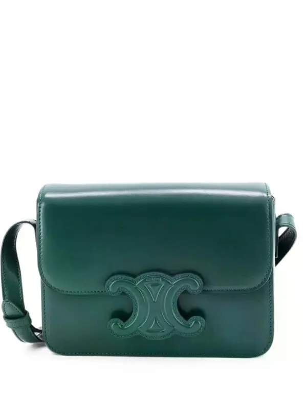 Celine Triomphe Leather Shoulder Bag - Green