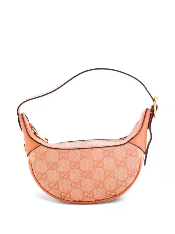 Gucci Ophidia Half Moon Bag Gg Canvas With Leather Mini Hobo Bag - Pink
