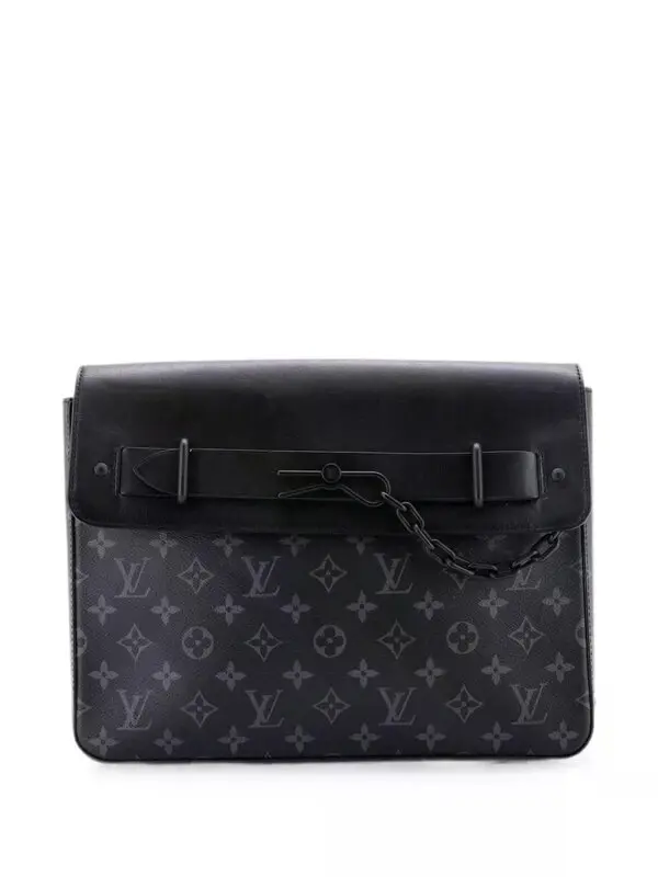 LOUIS VUITTON Pochette Steamer Monogram Eclipse Canvas Clutch Bag