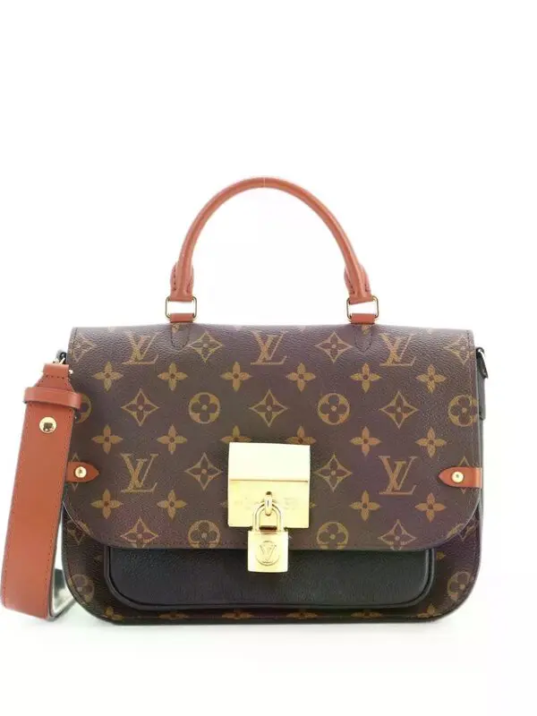 LOUIS VUITTON Monogram Canvas Leather Satchel - Black