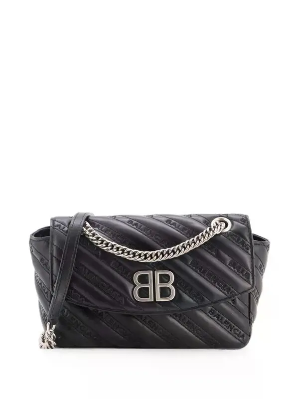 Balenciaga Bb Chain Round Shoulder Bag Embossed Leather Small Crossbody Bag