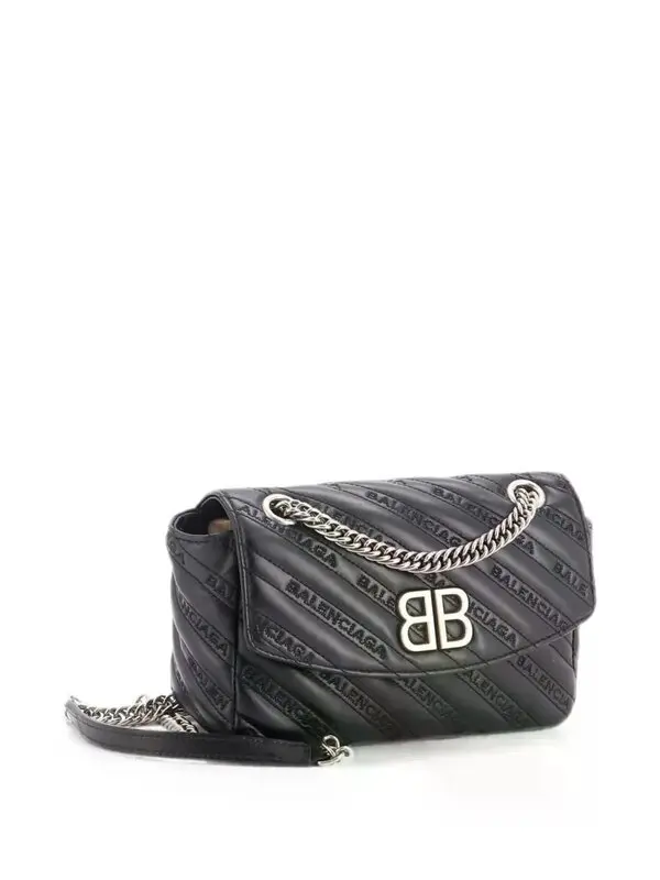 Balenciaga Bb Chain Round Shoulder Bag Embossed Leather Small Crossbody Bag