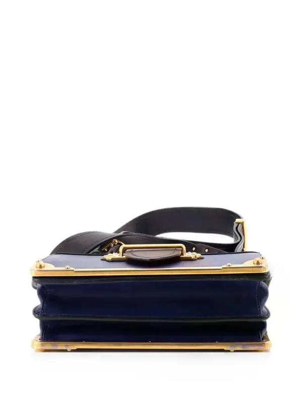 Prada Cahier Leather And Saffiano Leather Small Crossbody Bag - Blue