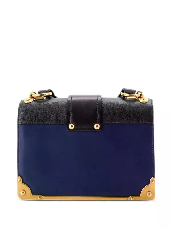 Prada Cahier Leather And Saffiano Leather Small Crossbody Bag - Blue