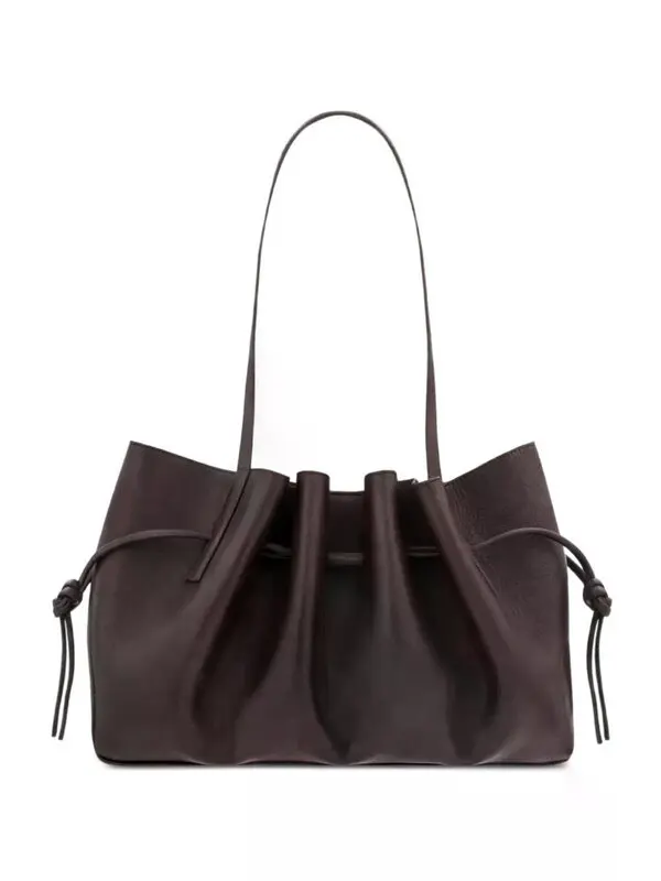 Yuzefi Scallop Leather Shoulder Bag - Brown