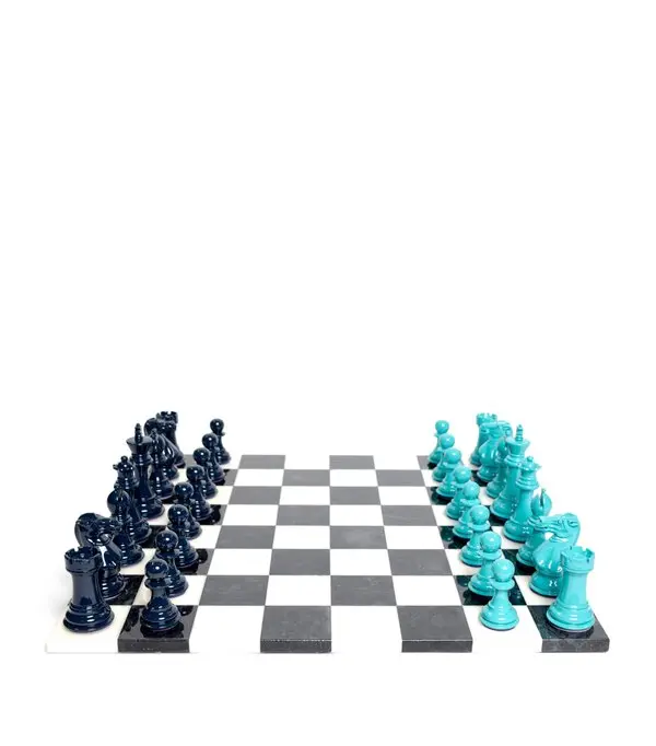 PURLING Alabaster Bold Chess Set - Turquoise