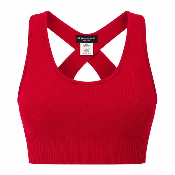 HEART AND SOUL Cherry Axis Cross-back Activewear Crop Top - Red