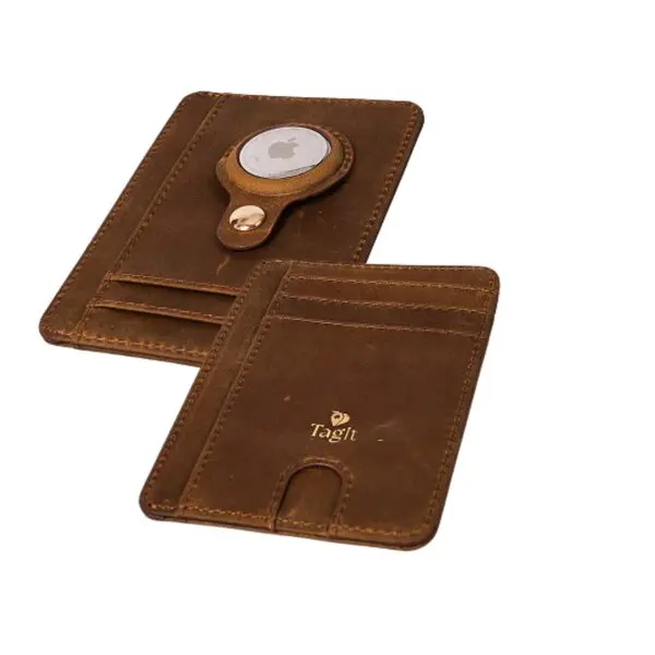 TAGIT Carry Smart Genuine Leather Airtag Wallet — Brown