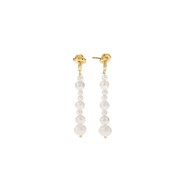 VANCHI Knot Multi Pearl Drop Earrings - Gold