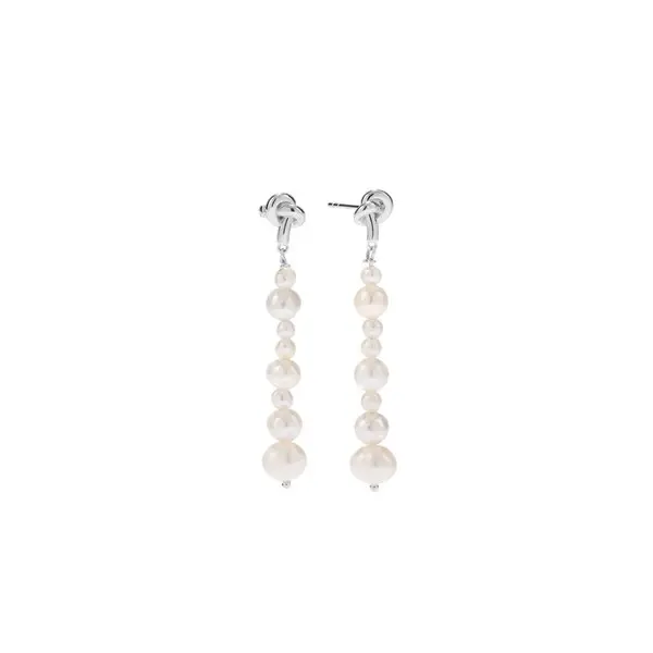 VANCHI Knot Multi Pearl Drop Earrings - Silver