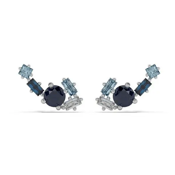 ONI Sapphire, Aquamarine & Diamond Cluster Quinta-studs - Silver