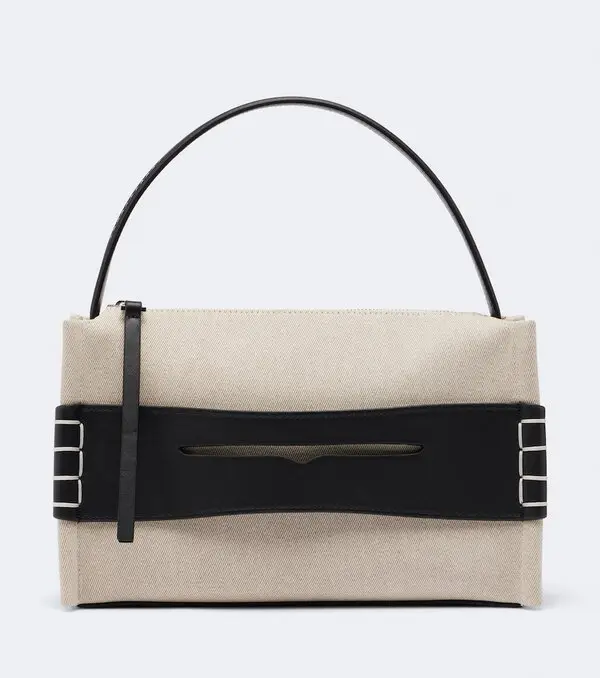JW Anderson Loafer Medium Canvas And Leather Shoulder Bag - Grey
