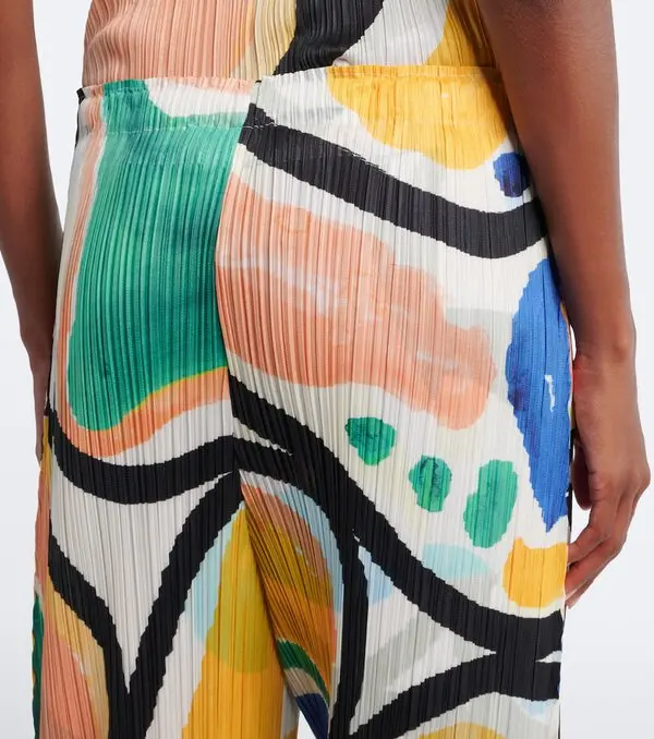 Issey Miyake Printed Wide-leg Pleated Trousers - Multicoloured