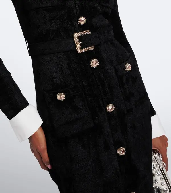 SELF-PORTRAIT Belted Chenille Midi Dress