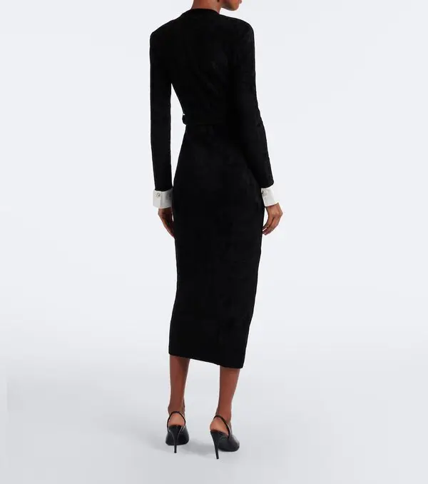 SELF-PORTRAIT Belted Chenille Midi Dress