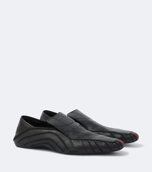 Gucci Mesh-trimmed Leather Loafers - Black