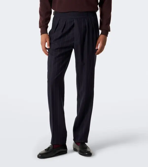 Rubinacci Striped Virgin Wool Straight Pants