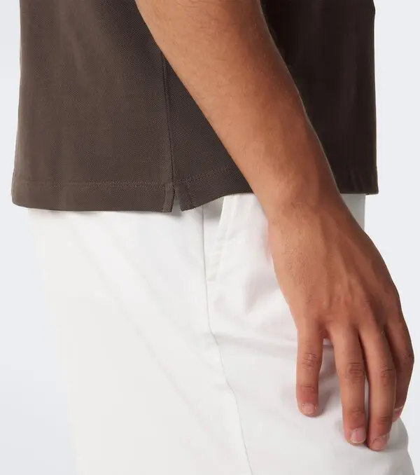 Brunello Cucinelli Logo Cotton Pique Polo Shirt - Brown
