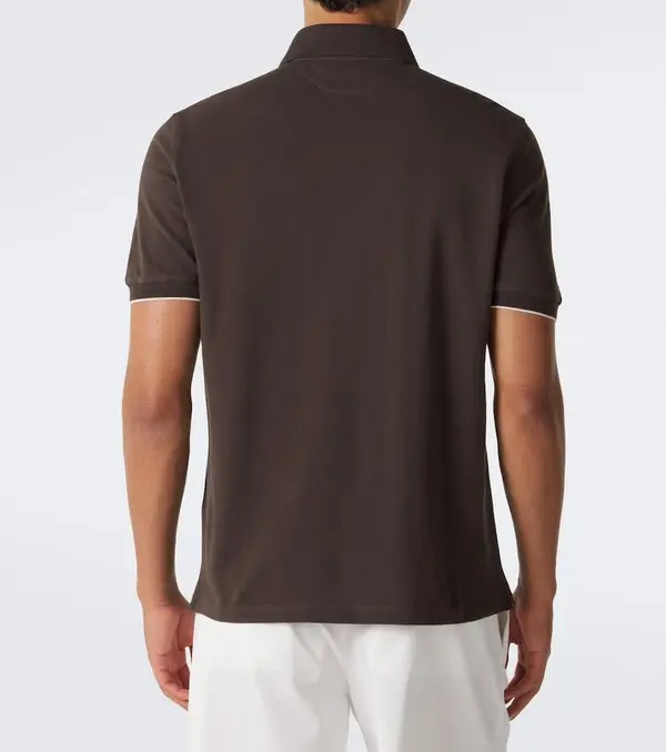 Brunello Cucinelli Logo Cotton Pique Polo Shirt - Brown