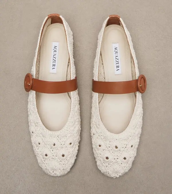 AQUAZZURA Loom Macrame Mary Jane Flats