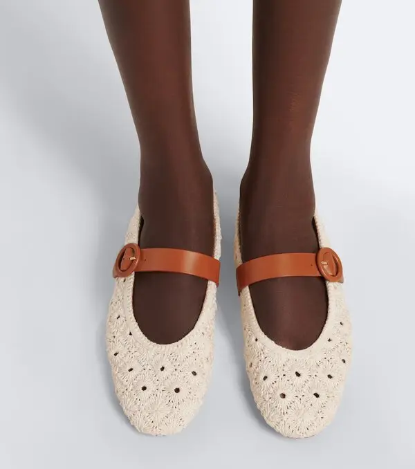 AQUAZZURA Loom Macrame Mary Jane Flats