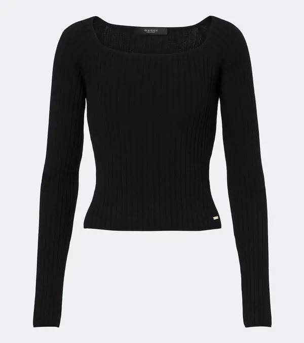 Gucci Ribbed-knit Wool And Cashmere Sweater - Black