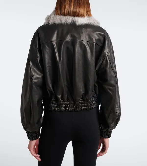 Nour Hammour Shearling-trimmed Leather Blouson Jacket