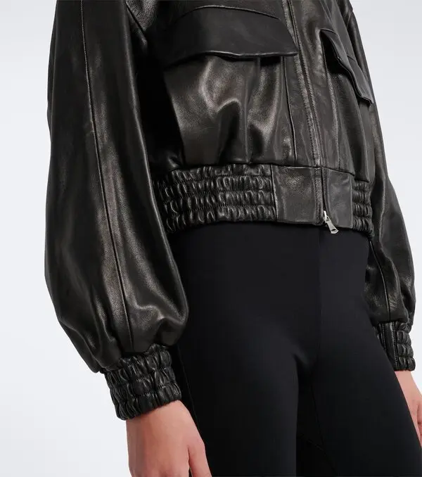 Nour Hammour Shearling-trimmed Leather Blouson Jacket