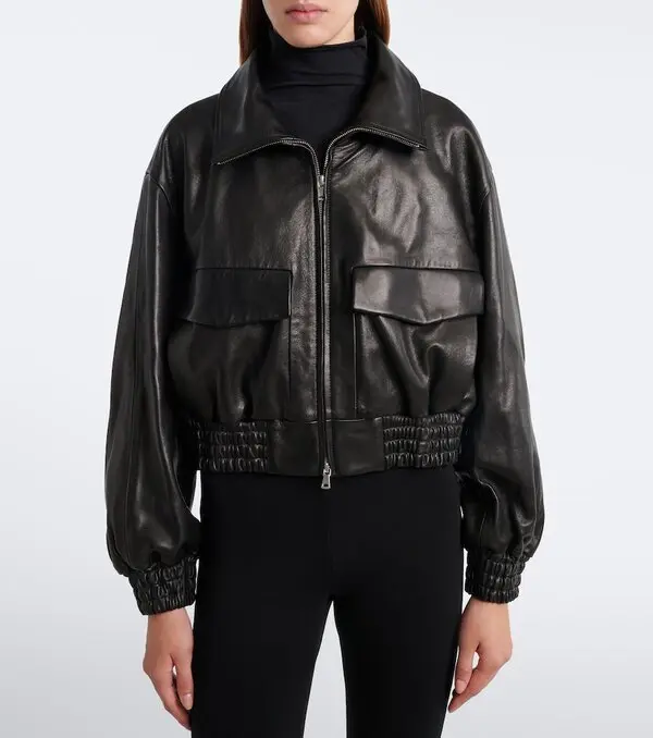 Nour Hammour Shearling-trimmed Leather Blouson Jacket